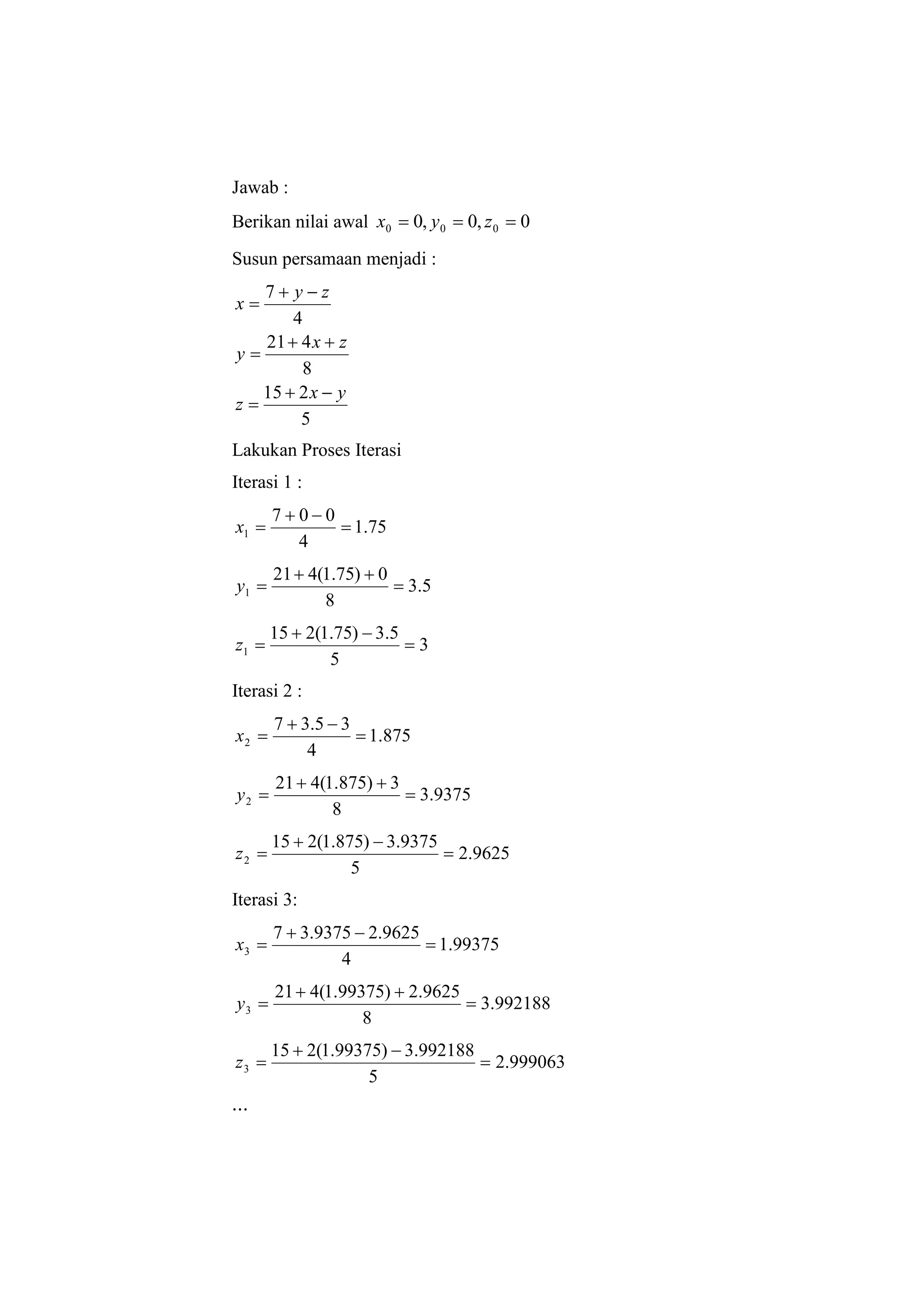 Iterasi gauss seidel | PDF