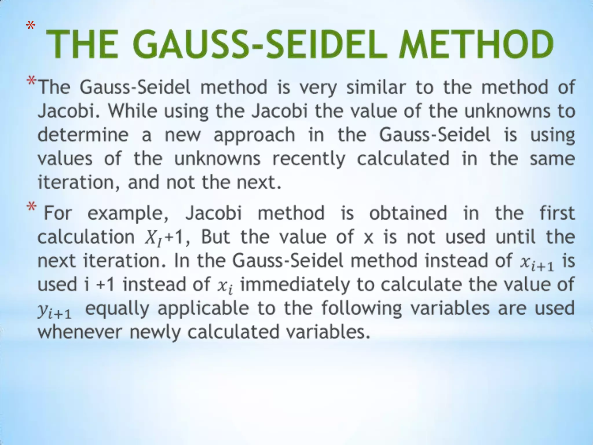 Iterative methods for the solution | PPTX