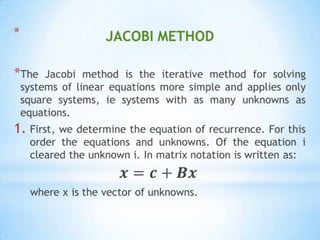 Iterative methods for the solution | PPTX | Programming Languages | Computing