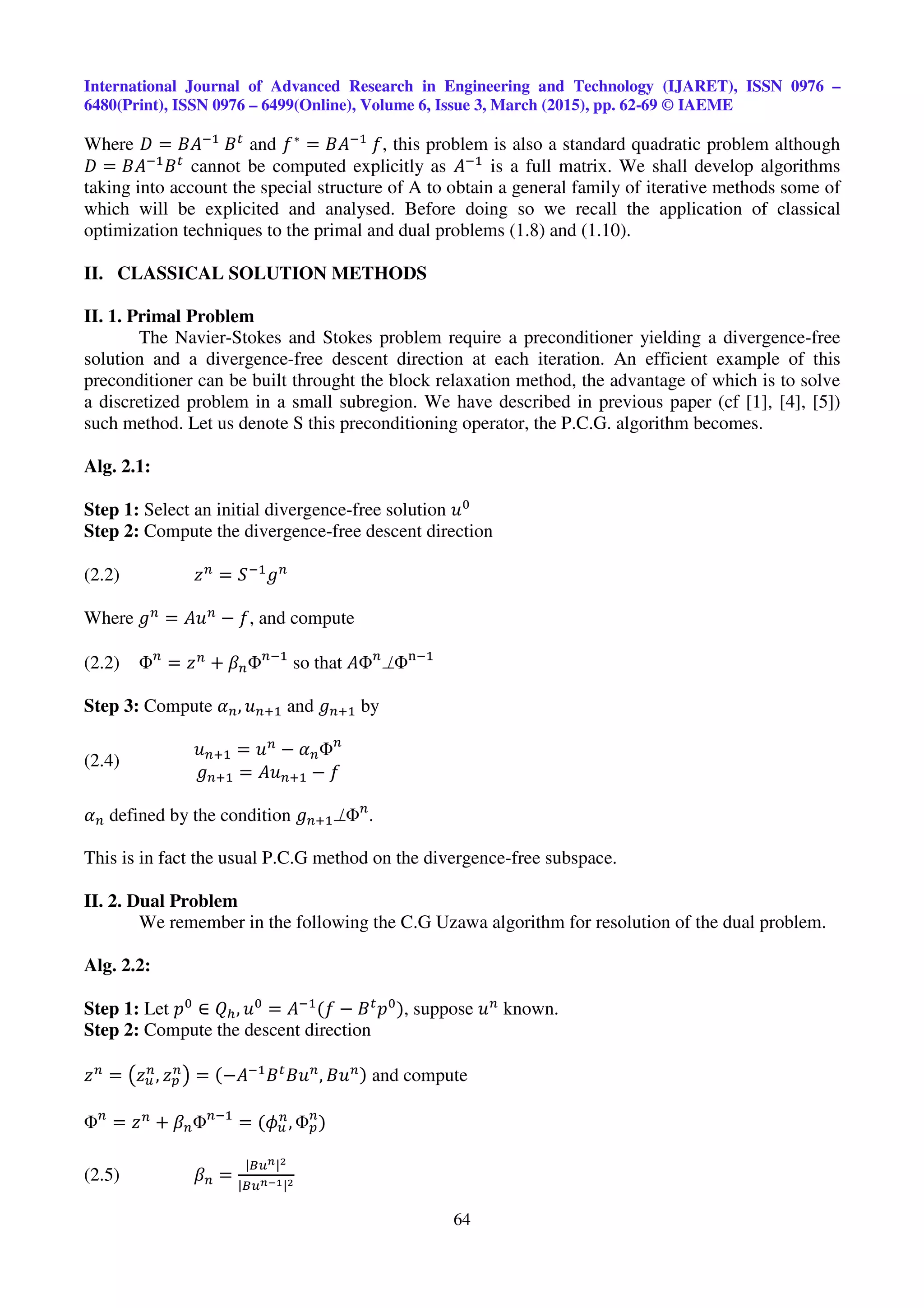 ITERATIVE METHODS FOR THE SOLUTION OF SADDLE POINT PROBLEM | PDF