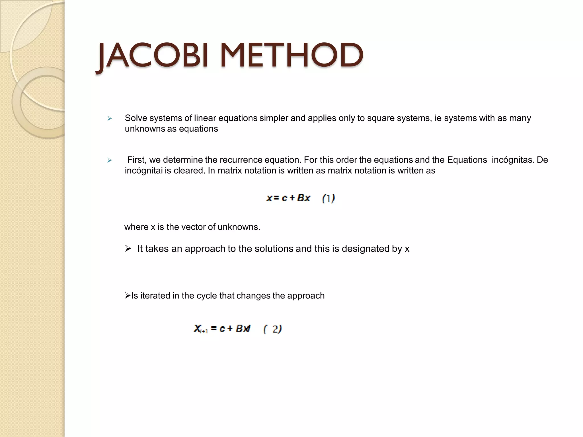 Iterative Methods For The Solution Of Systems Of Linear Equations Ppt