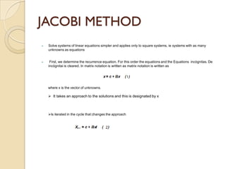 Iterative methods for the solution of systems of linear equations | PPT