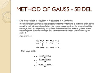 Iterative methods for the solution of systems of linear equations | PPT
