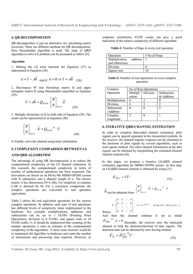 Iterative qr decompostion channel estimation for | PDF