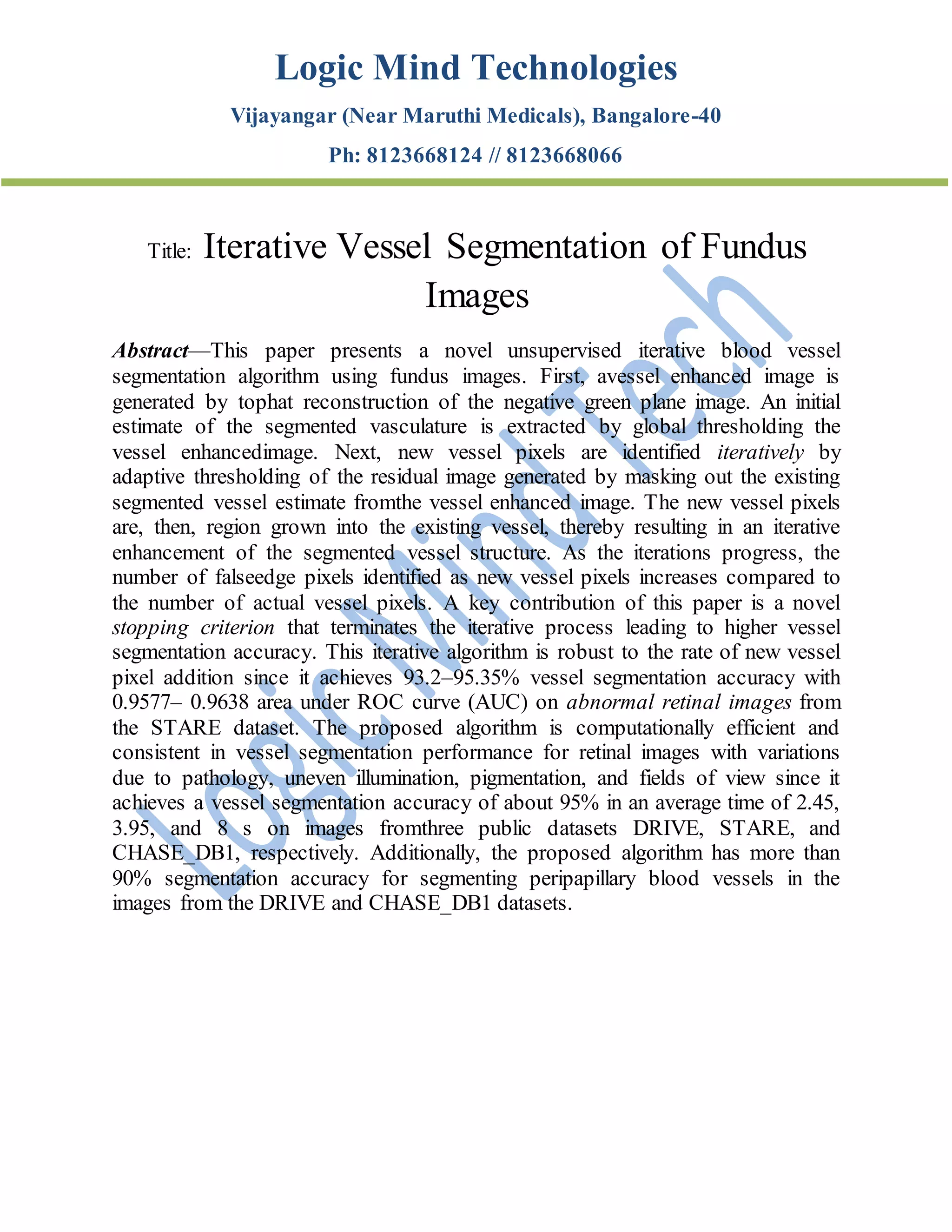 Iterative vessel segmentation of fundus images | PDF