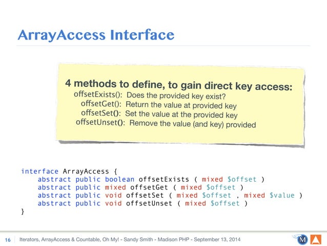 Iterators, ArrayAccess & Countable (Oh My!) - Madison PHP 2014 | PDF | Databases | Computer ...