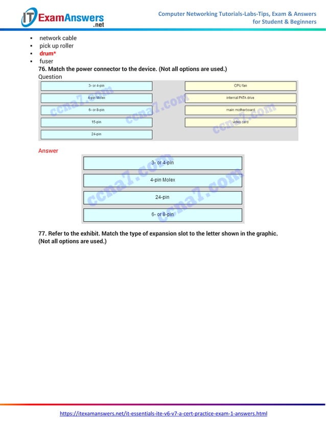 It Essentials (Version 7.0) A+ Cert Practice Exam 1 Answers | PDF ...