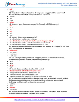 It Essentials (Version 7.0) A+ Cert Practice Exam 1 Answers | PDF