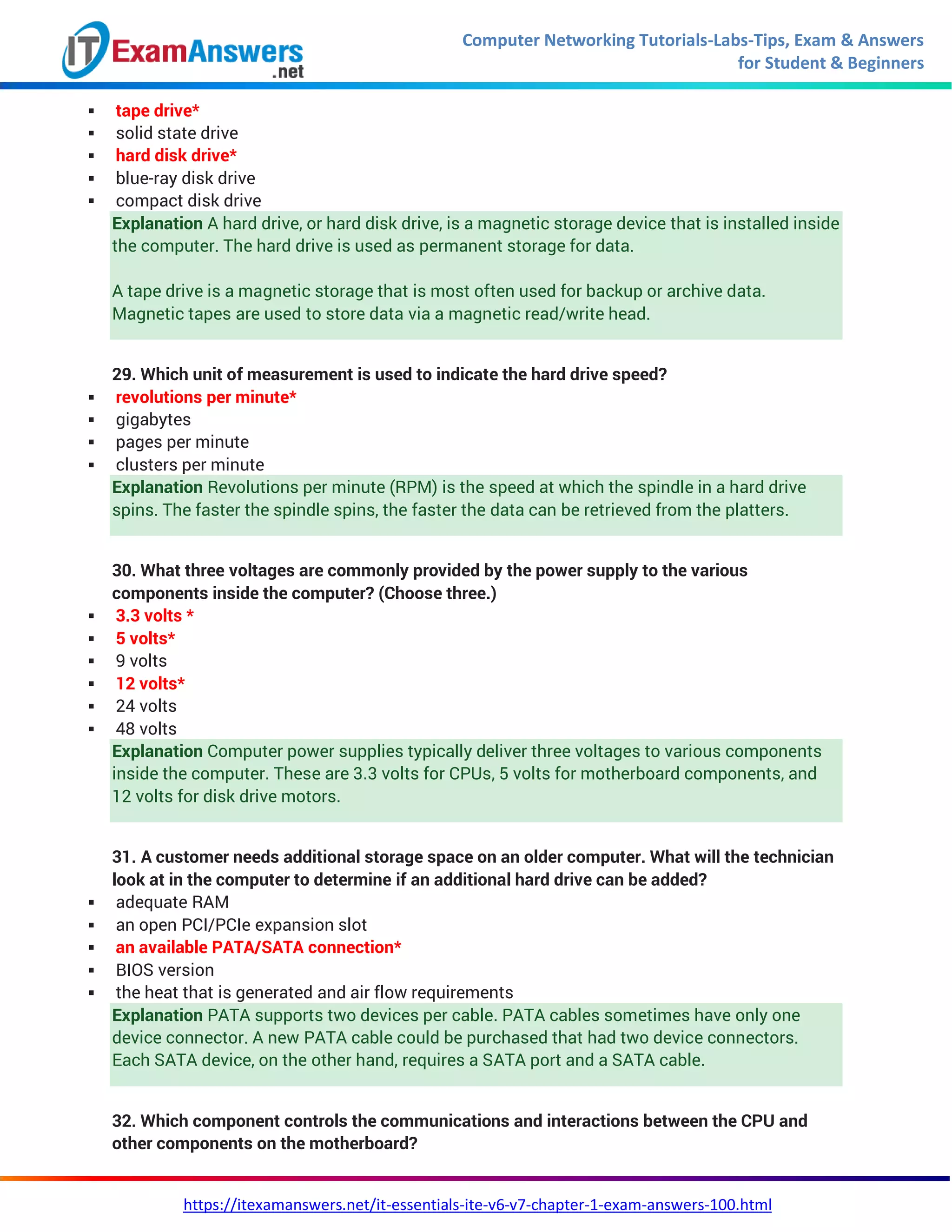 IT Essentials (Version 7.0) - ITE Chapter 1 Exam Answers | PDF