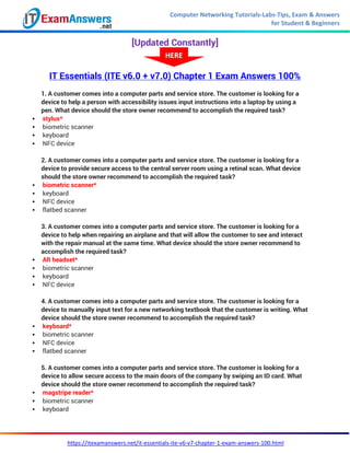 IT Essentials (Version 7.0) - ITE Chapter 1 Exam Answers | PDF