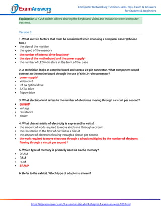 IT Essentials (Version 7.0) - ITE Chapter 1 Exam Answers | PDF
