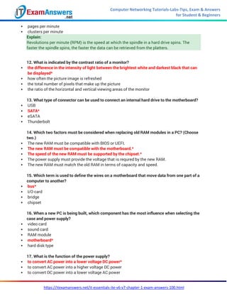 IT Essentials (Version 7.0) - ITE Chapter 1 Exam Answers | PDF