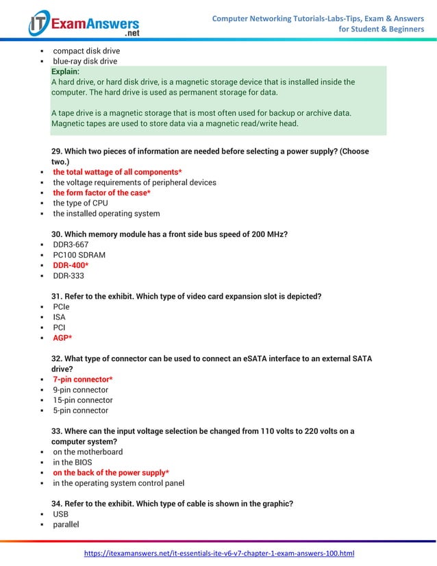 IT Essentials (Version 7.0) - ITE Chapter 1 Exam Answers | PDF