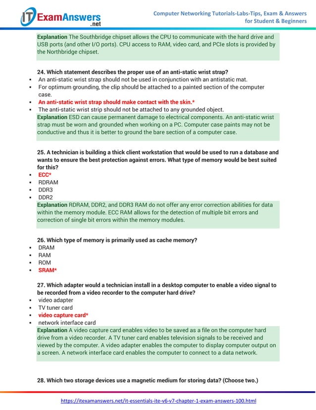 IT Essentials (Version 7.0) - ITE Chapter 1 Exam Answers | PDF