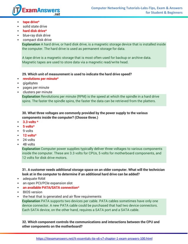 IT Essentials (Version 7.0) - ITE Chapter 1 Exam Answers | PDF