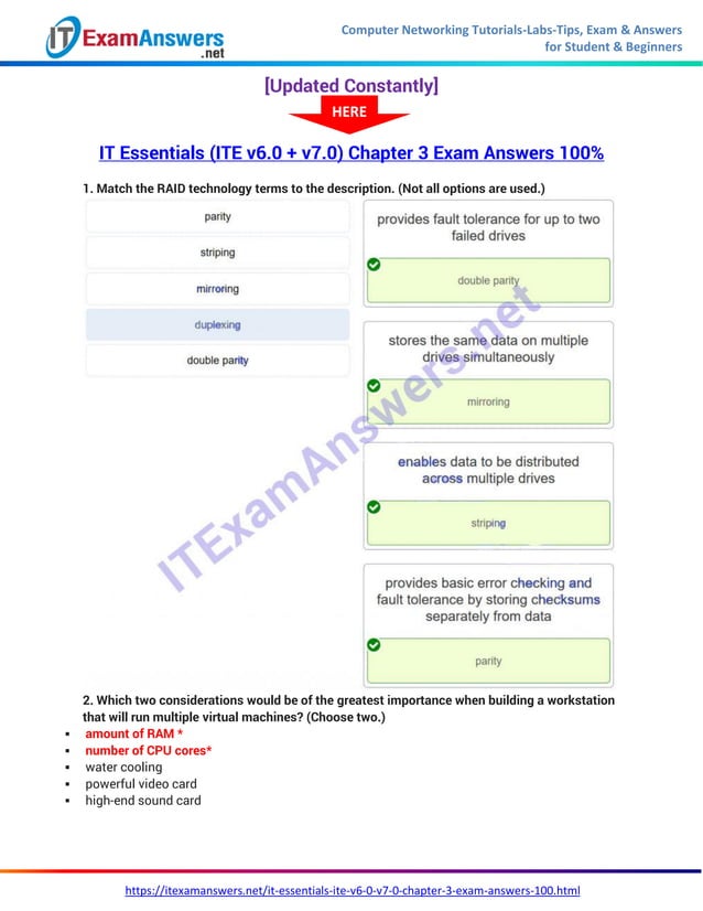 IT Essentials (Version 7.0) - ITE Chapter 3 Exam Answers | PDF ...