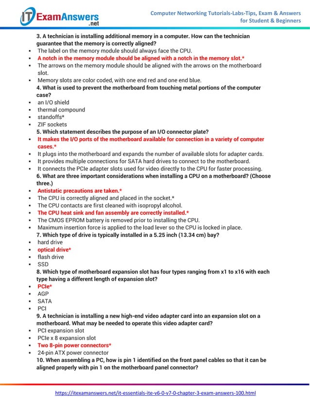 IT Essentials (Version 7.0) - ITE Chapter 3 Exam Answers | PDF ...