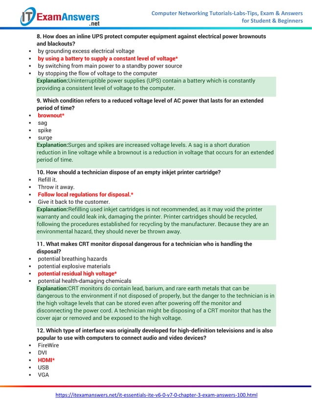IT Essentials (Version 7.0) - ITE Chapter 3 Exam Answers | PDF ...