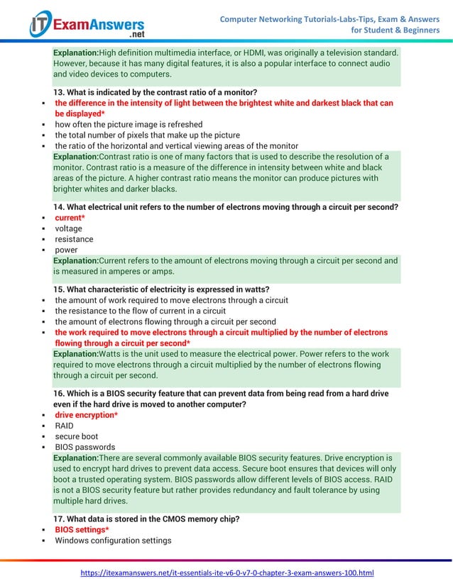 IT Essentials (Version 7.0) - ITE Chapter 3 Exam Answers | PDF ...