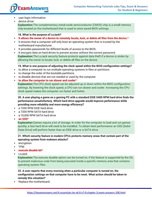 IT Essentials (Version 7.0) - ITE Chapter 3 Exam Answers | PDF ...