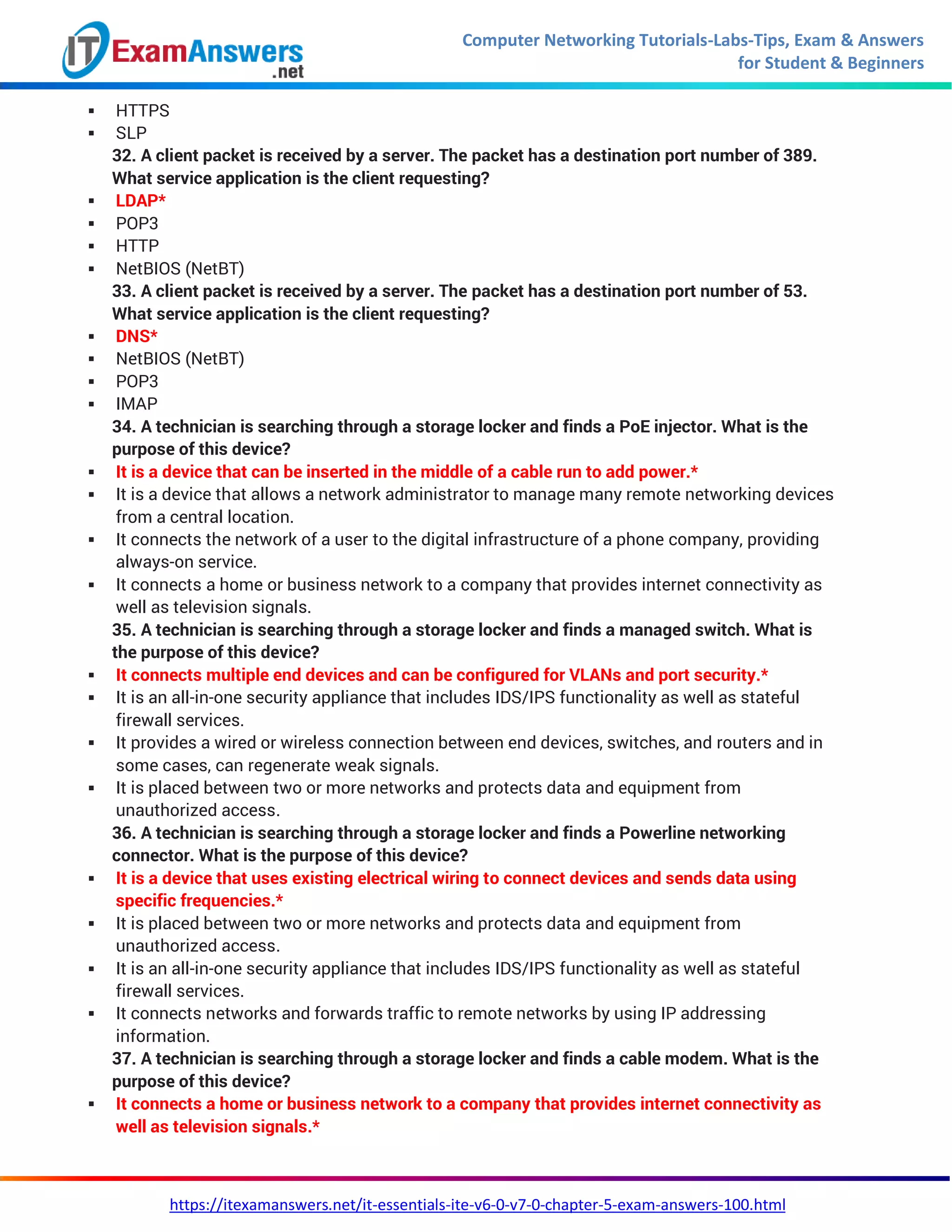 IT Essentials (Version 7.0) - ITE Chapter 5 Exam Answers | PDF