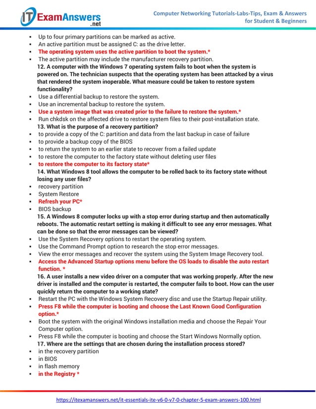 IT Essentials (Version 7.0) - ITE Chapter 5 Exam Answers | PDF