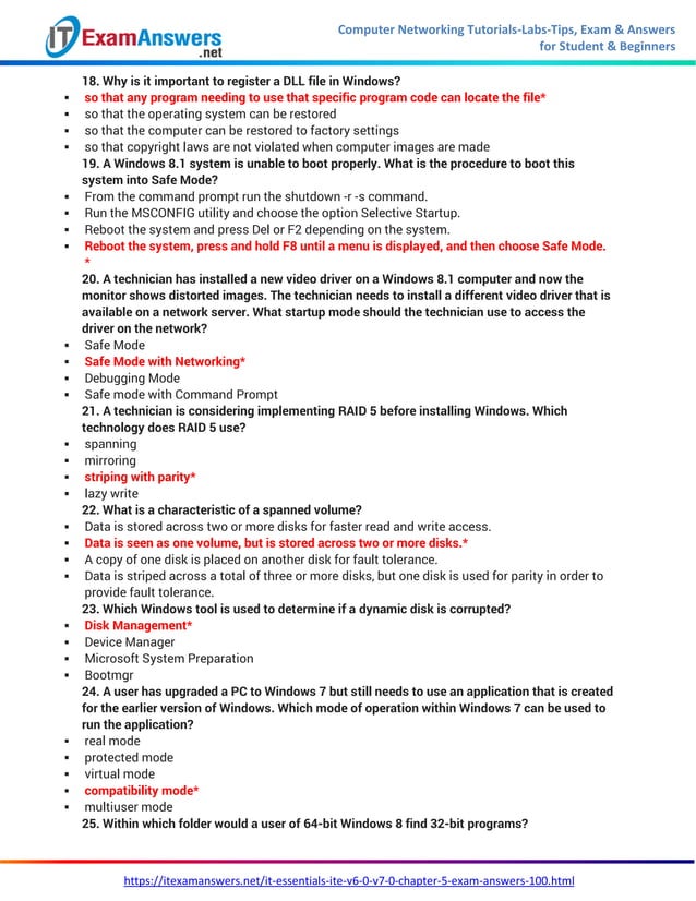 IT Essentials (Version 7.0) - ITE Chapter 5 Exam Answers | PDF