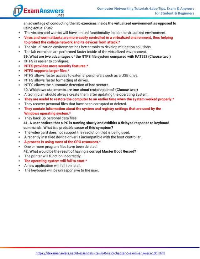 IT Essentials (Version 7.0) - ITE Chapter 5 Exam Answers | PDF