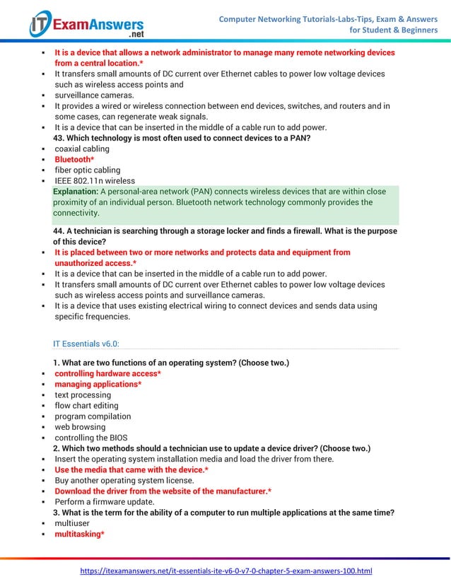 IT Essentials (Version 7.0) - ITE Chapter 5 Exam Answers | PDF