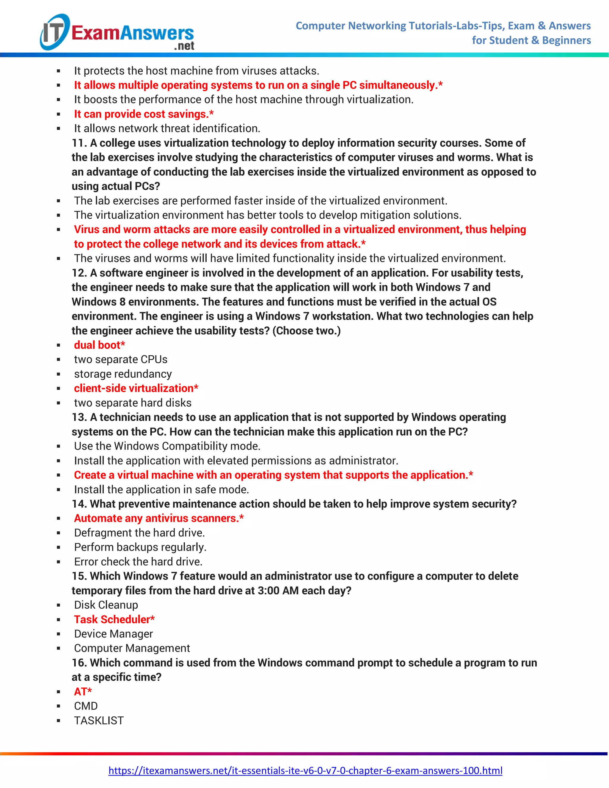 IT Essentials (Version 7.0) - ITE Chapter 6 Exam Answers | PDF