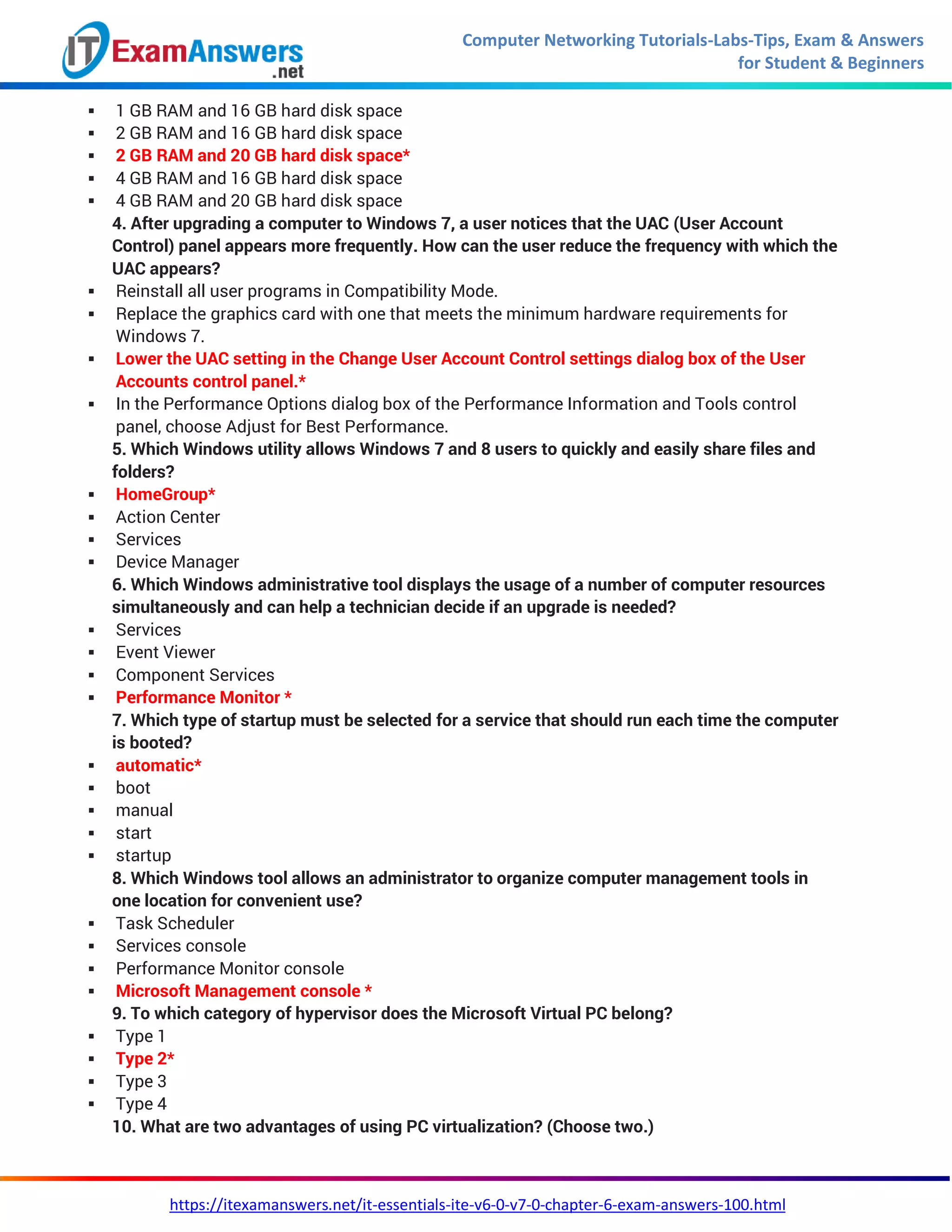 IT Essentials (Version 7.0) - ITE Chapter 6 Exam Answers | PDF