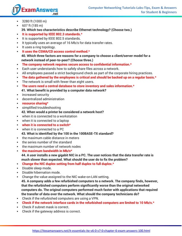 IT Essentials (Version 7.0) - ITE Chapter 6 Exam Answers | PDF