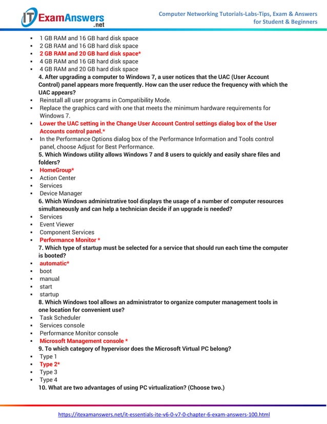 IT Essentials (Version 7.0) - ITE Chapter 6 Exam Answers | PDF