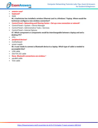 IT Essentials (Version 7.0) - ITE Chapter 7 Exam Answers | PDF