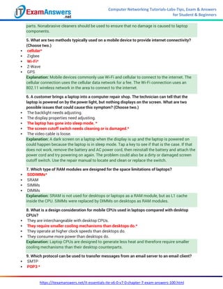 IT Essentials (Version 7.0) - ITE Chapter 7 Exam Answers | PDF