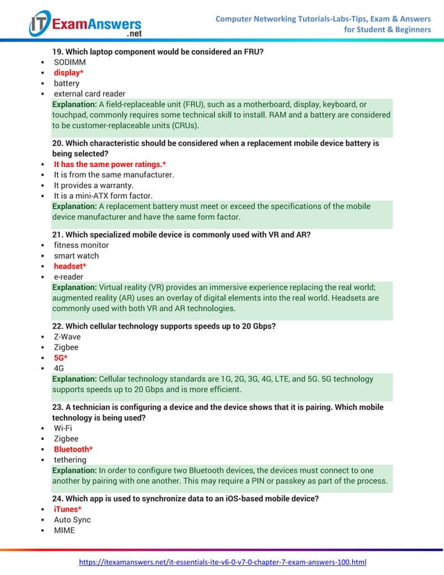 IT Essentials (Version 7.0) - ITE Chapter 7 Exam Answers | PDF ...