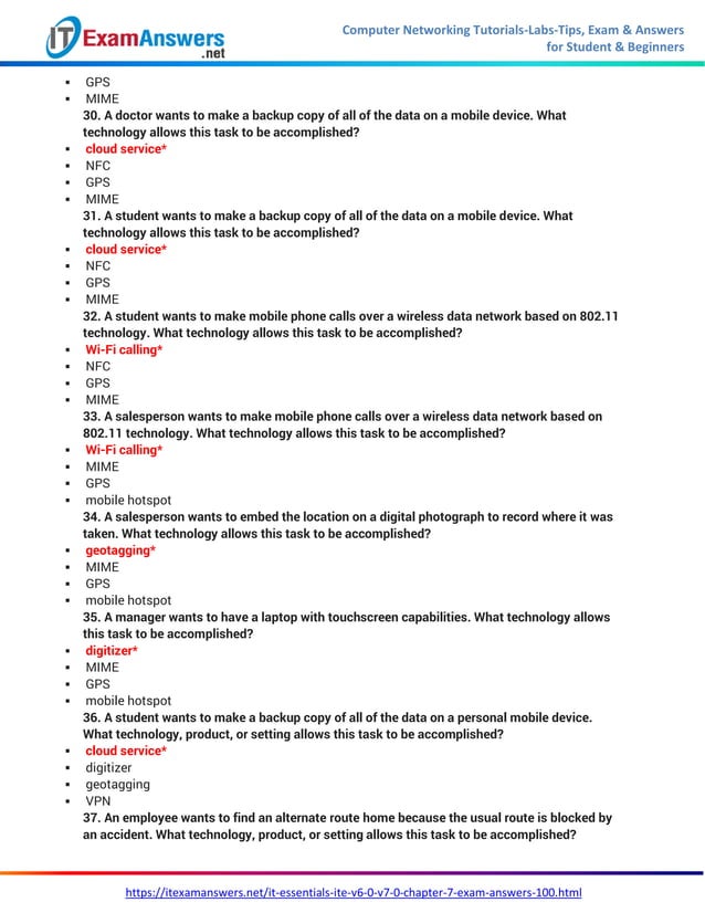 IT Essentials (Version 7.0) - ITE Chapter 7 Exam Answers | PDF ...