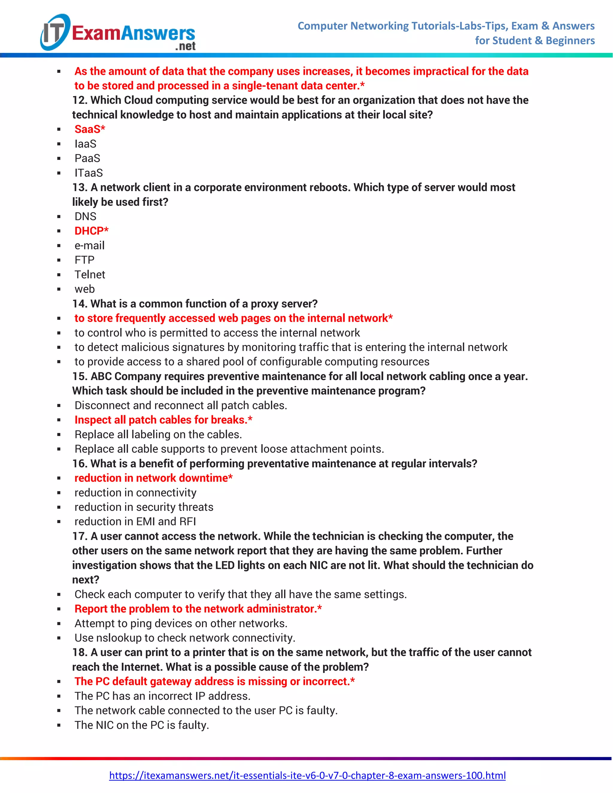 IT Essentials (Version 7.0) - ITE Chapter 8 Exam Answers | PDF