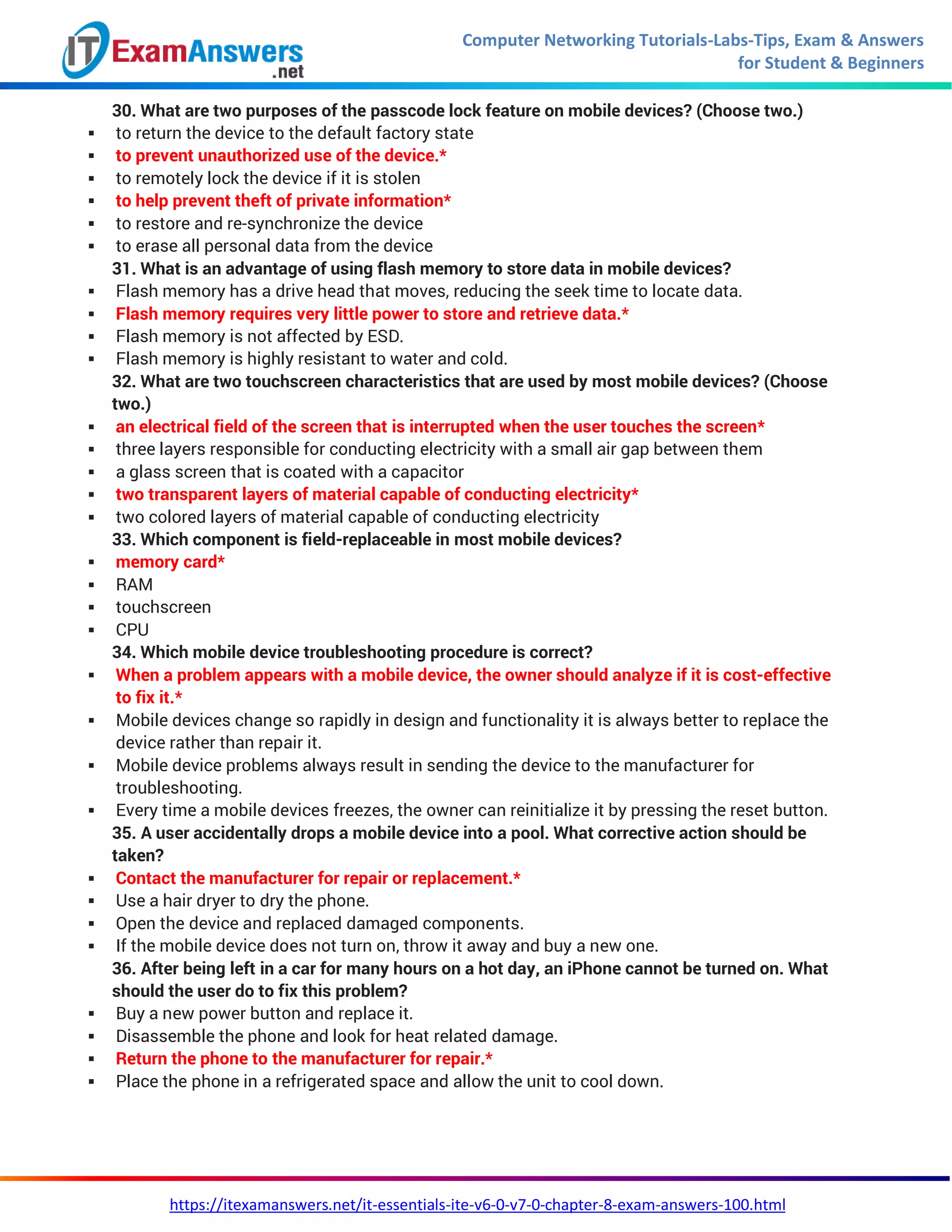 IT Essentials (Version 7.0) - ITE Chapter 8 Exam Answers | PDF