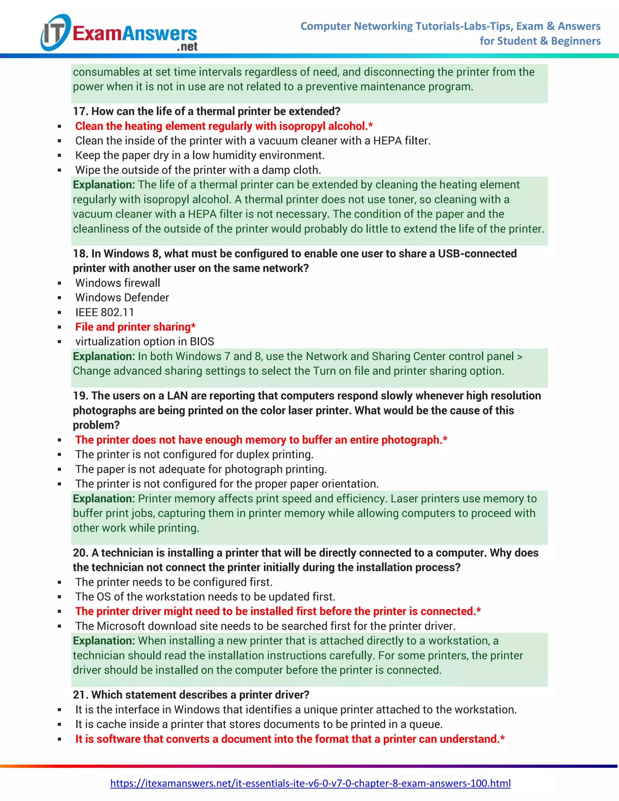 IT Essentials (Version 7.0) - ITE Chapter 8 Exam Answers | PDF