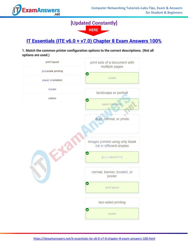 IT Essentials (Version 7.0) - ITE Chapter 8 Exam Answers | PDF