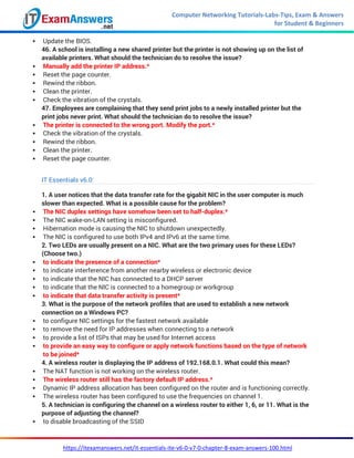 IT Essentials (Version 7.0) - ITE Chapter 8 Exam Answers | PDF