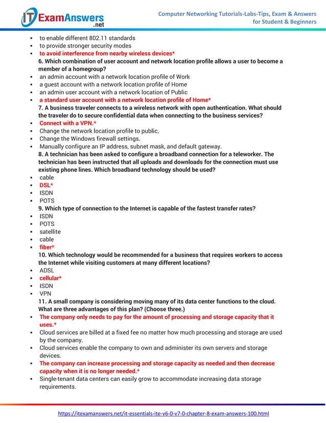 IT Essentials (Version 7.0) - ITE Chapter 8 Exam Answers | PDF