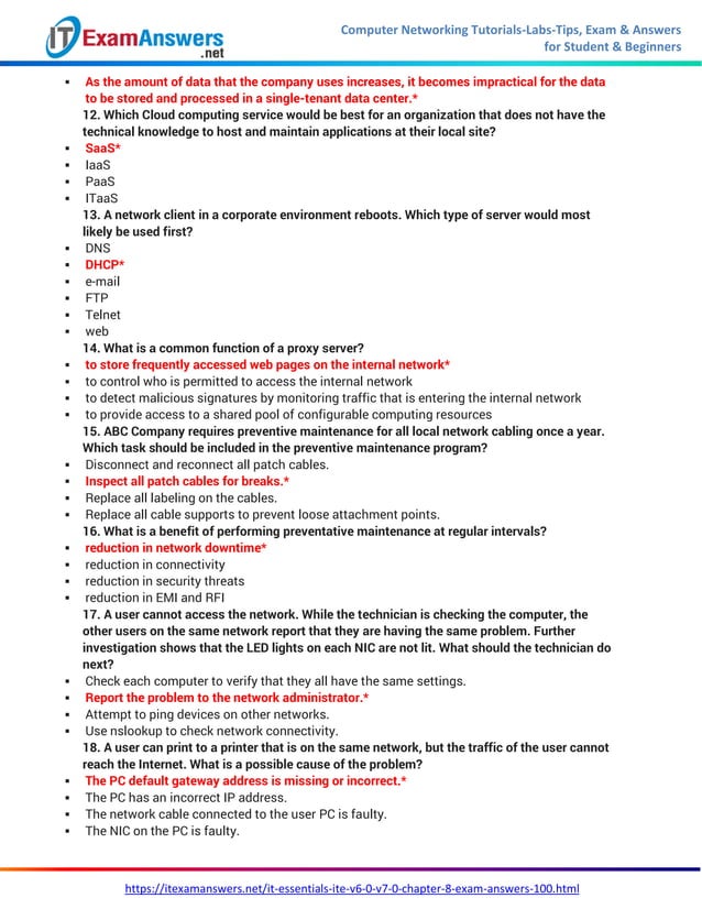 IT Essentials (Version 7.0) - ITE Chapter 8 Exam Answers | PDF