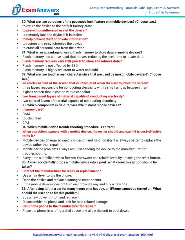 IT Essentials (Version 7.0) - ITE Chapter 8 Exam Answers | PDF
