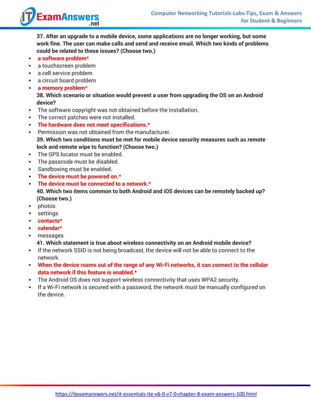 IT Essentials (Version 7.0) - ITE Chapter 8 Exam Answers | PDF