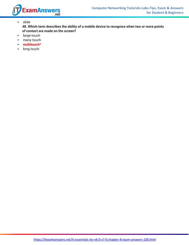 IT Essentials (Version 7.0) - ITE Chapter 8 Exam Answers | PDF