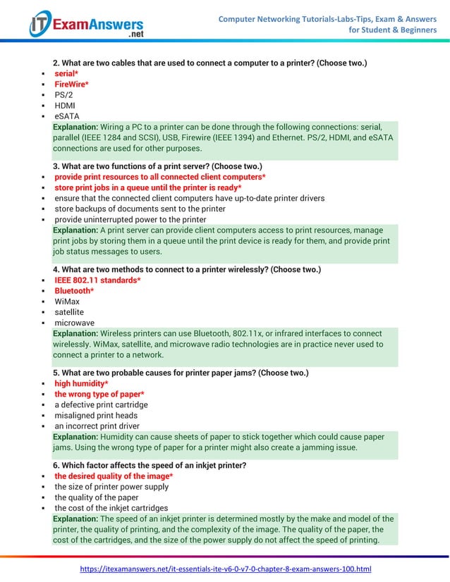 IT Essentials (Version 7.0) - ITE Chapter 8 Exam Answers | PDF