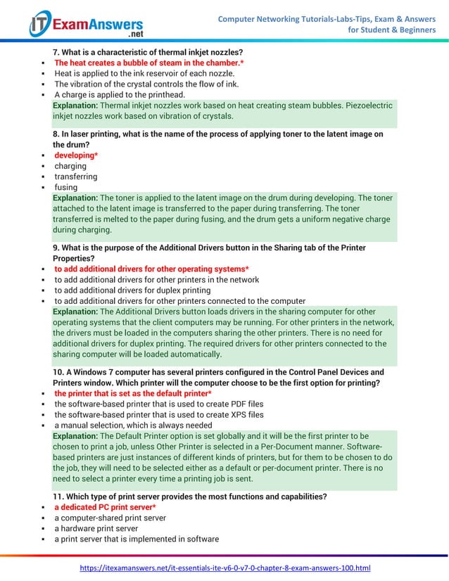 IT Essentials (Version 7.0) - ITE Chapter 8 Exam Answers | PDF