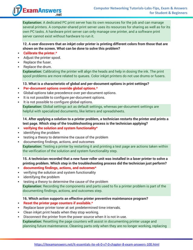 IT Essentials (Version 7.0) - ITE Chapter 8 Exam Answers | PDF